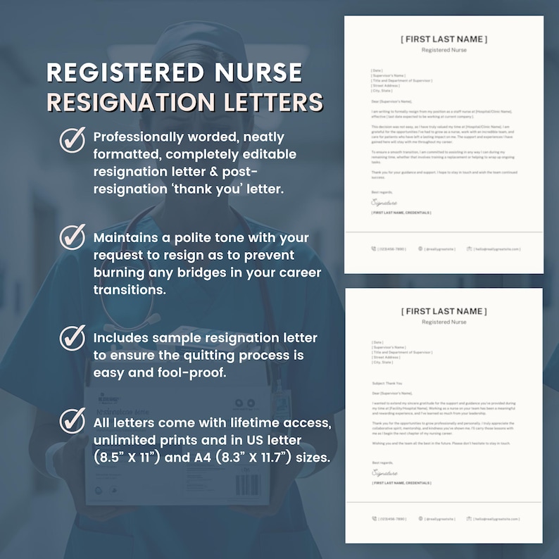 Nurse Resignation Letter + Professional Thank You Letter | Healthcare ...