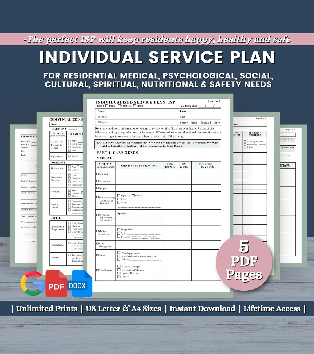 Individual Service Plan Template, Assisted Living Facility Personal ...
