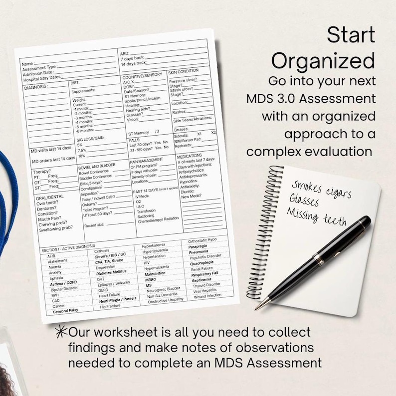 MDS Collection Sheet | Skilled Nursing PDPM Tool | Complete MDS ...