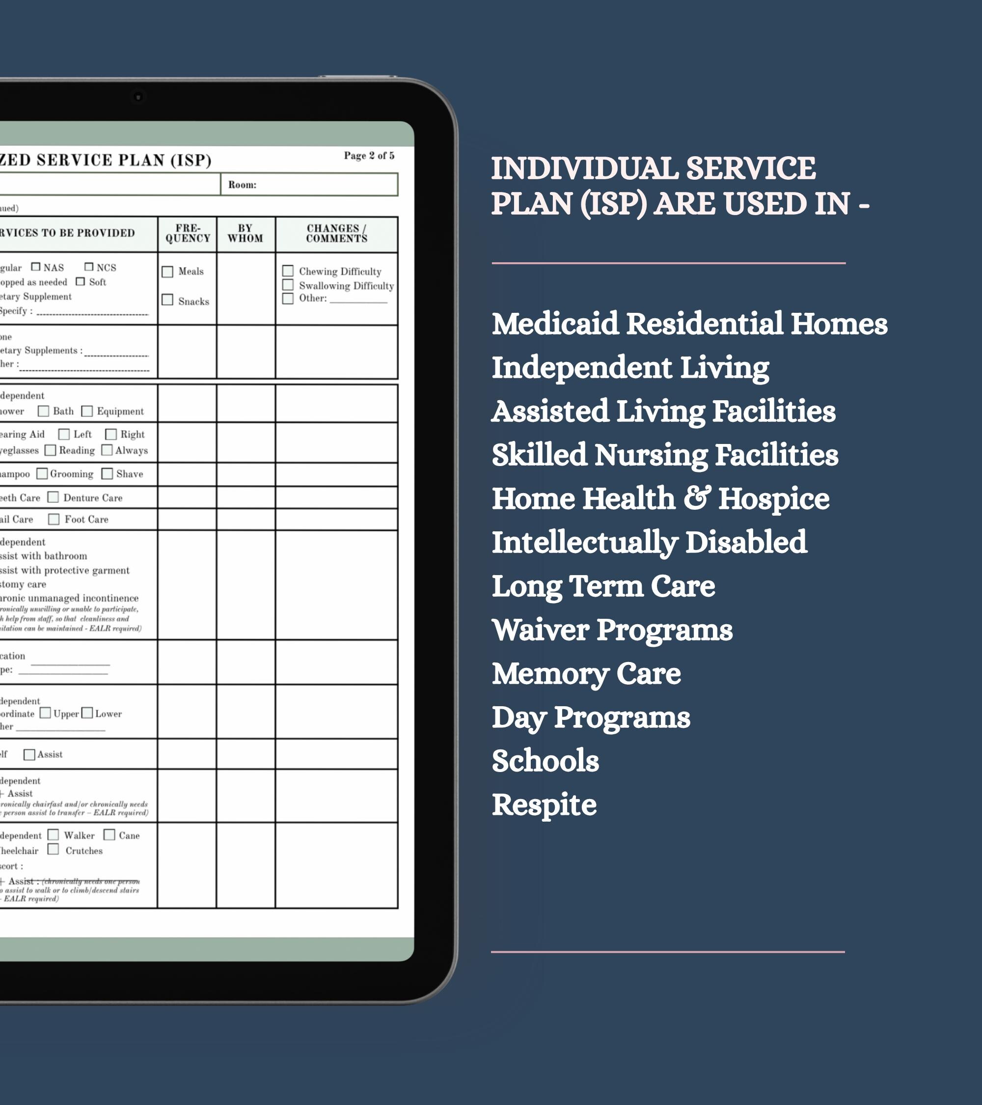 Individual Service Plan Template, Assisted Living Facility Personal Care Plan, Long Term Care ...