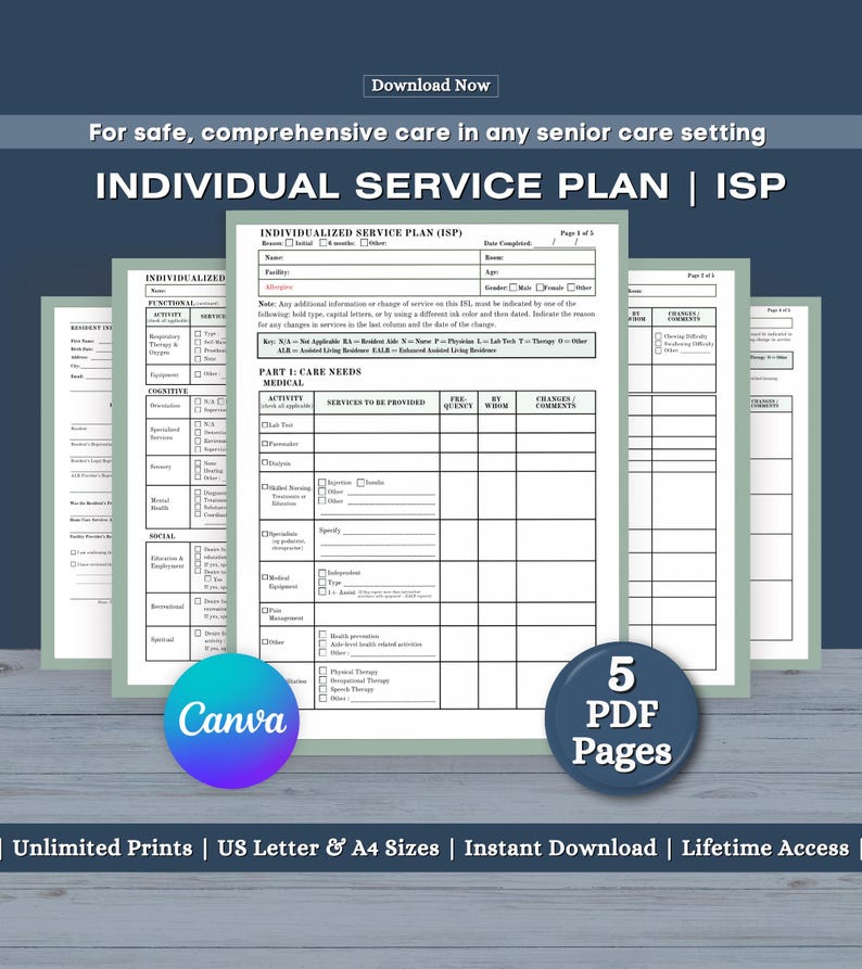 Individual Service Plan Template: Assisted Living, Long Term Care (PDF ...