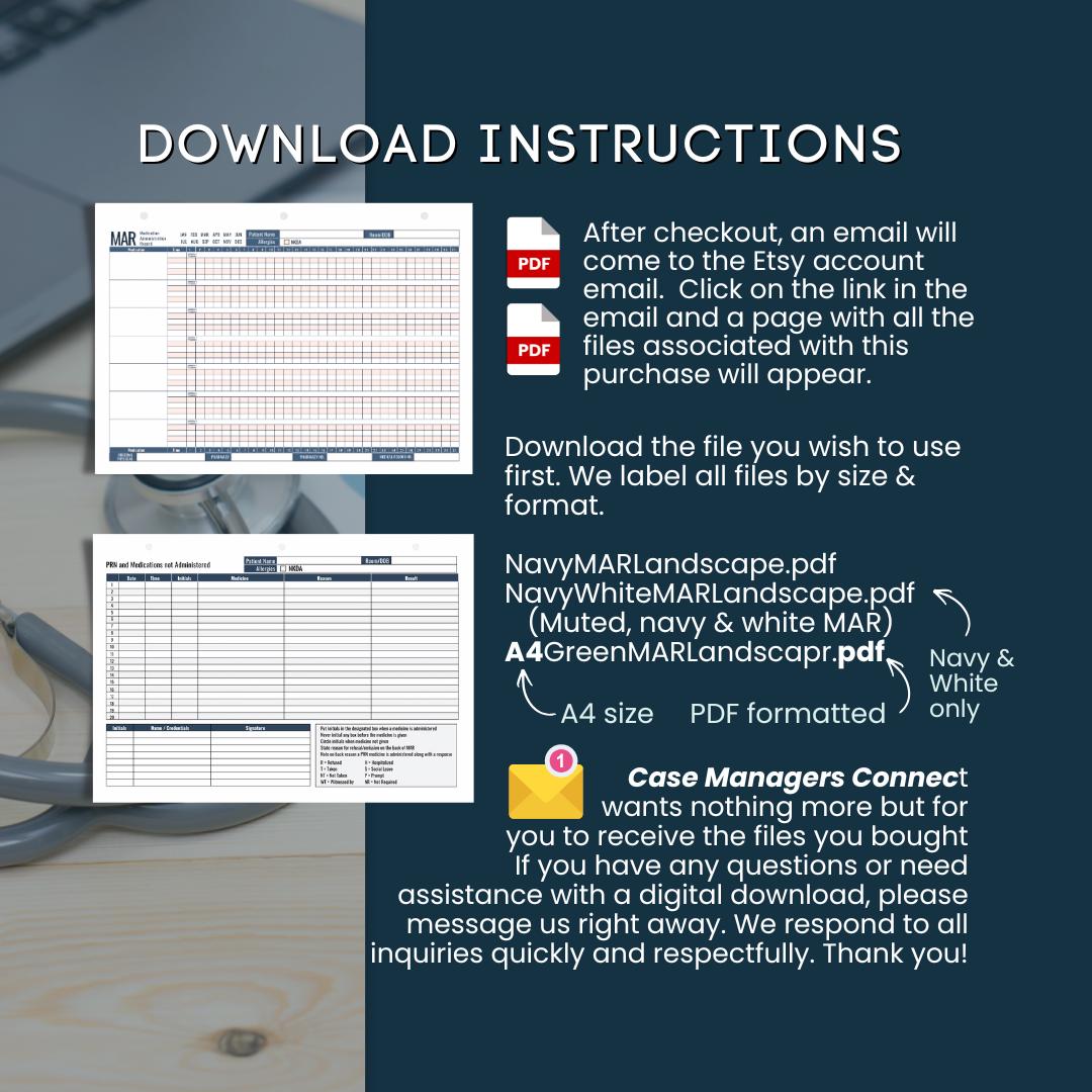 Medication Administration Record MAR Monthly, Medicine Tracker, Blank ...