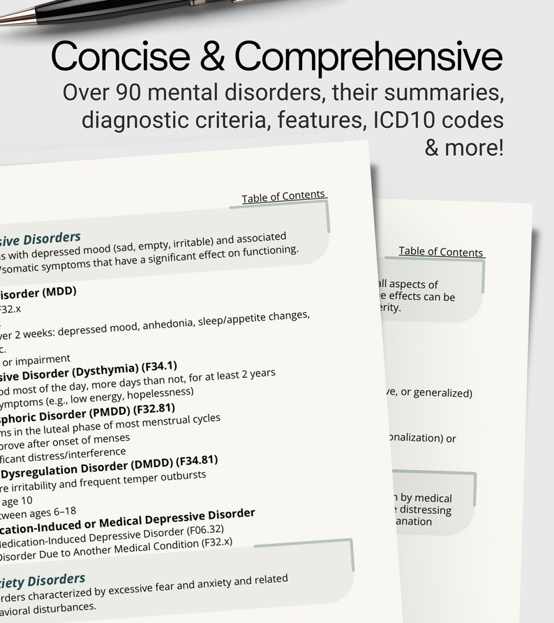 Dsm-5tr Cheat Sheet for Mental Disorder Diagnosis Guide, Easy ...