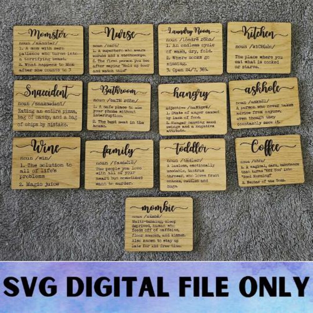 SVG Sarcastic Definition Magnet Set - Digital File Download - Glowforge ...