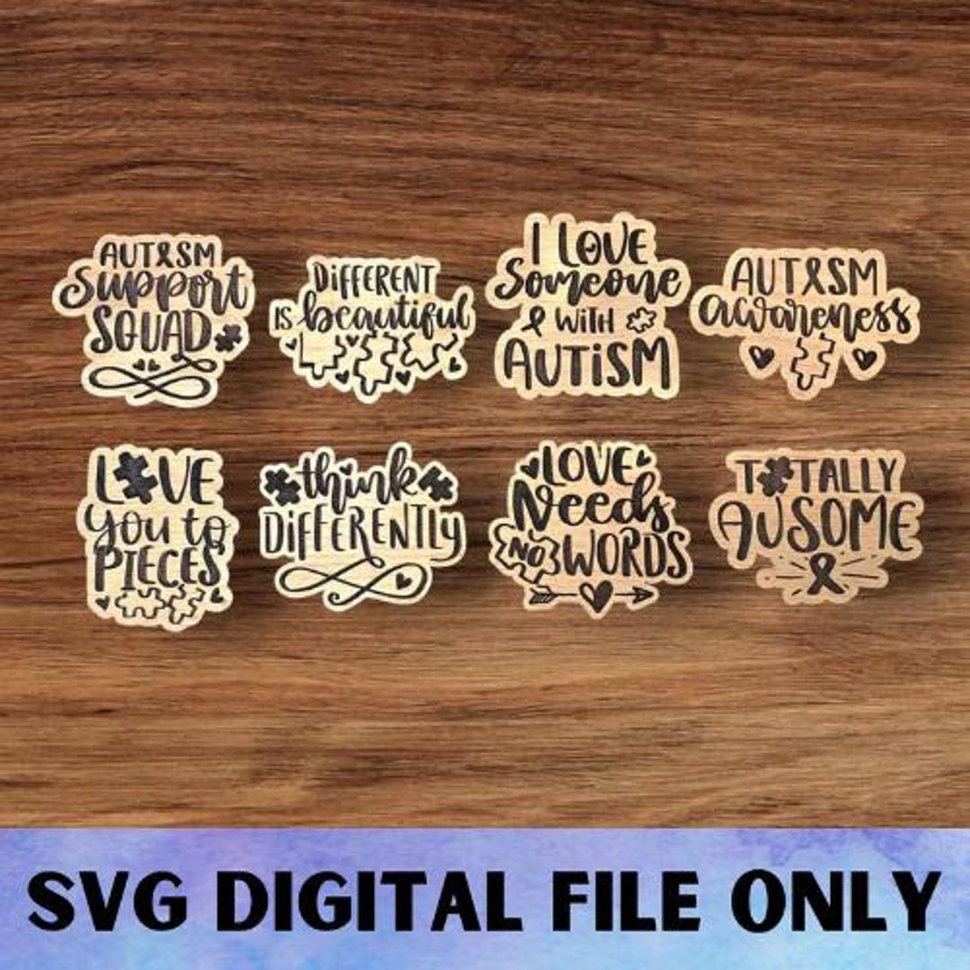SVG Autism Autistic Magnet Set - Digital Download-glowforge, Positive ...