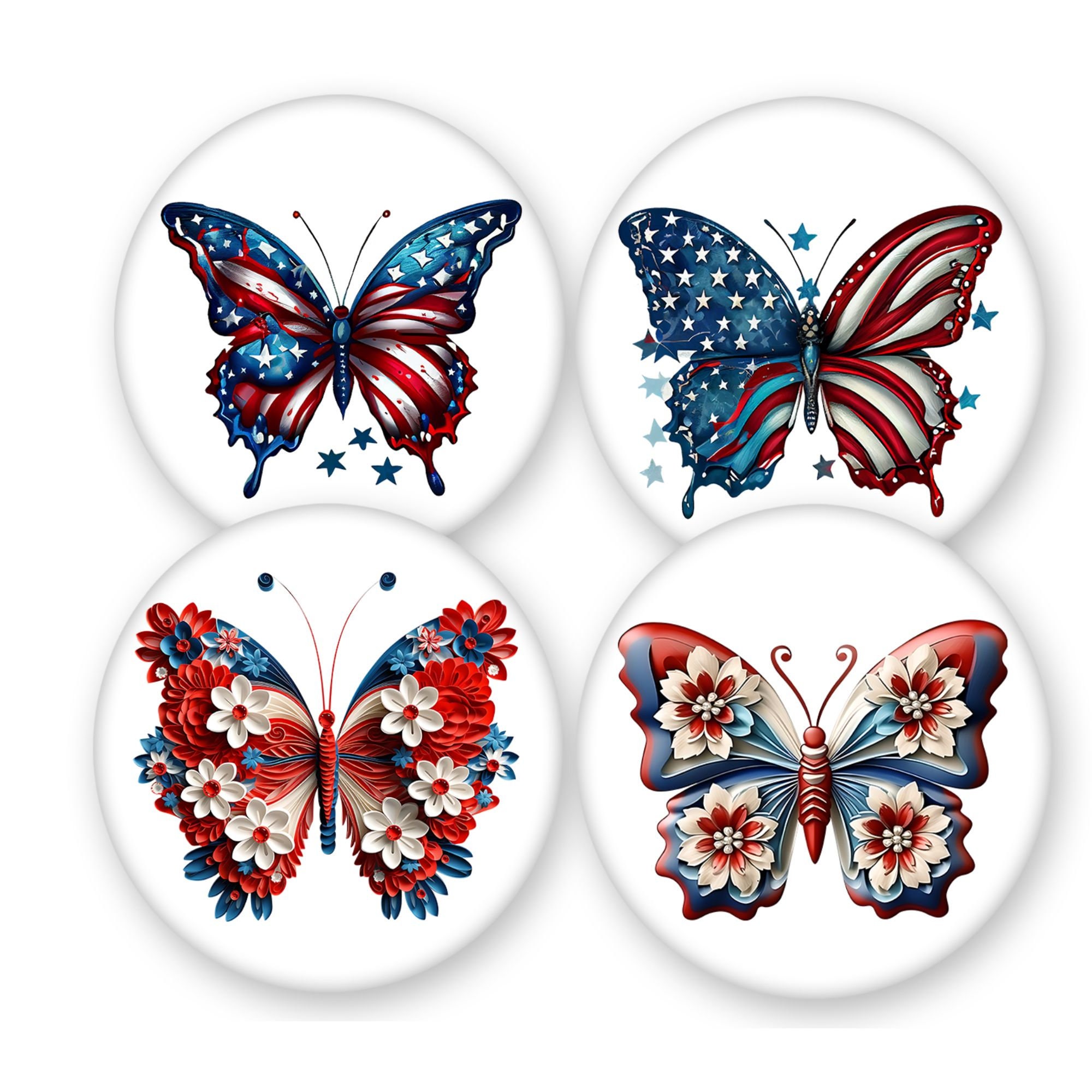 Patriotic Butterflies BCI-30 Images 2 Full 4x6 Sheets Digital Download ...