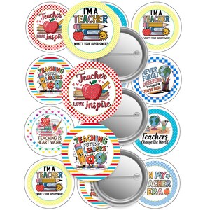 Best Teacher 2.25-button Pin | Teacher Gift | 8.5x11 Sheet. 12 Images ...