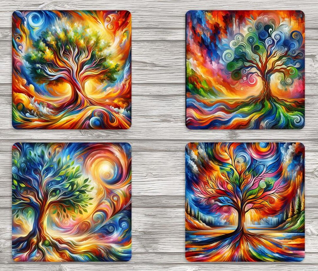 Magical Trees Sublimation-4x4 Inch Square Coasters-digital Download ...
