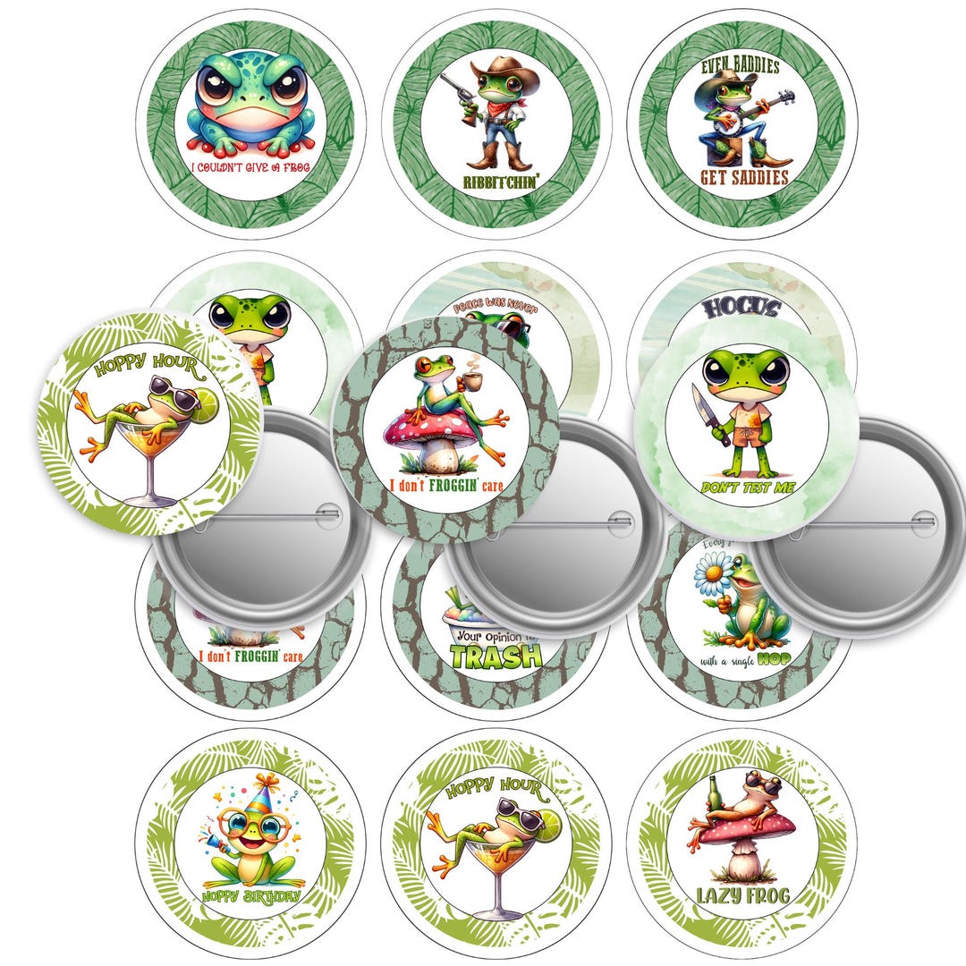 Sassy Frogs Jokes 2.25inch Button Pin Template (digital Download) Cut ...