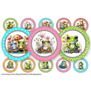 Happy Frogs-colorful Frogs-1 Inch Bottle Cap Designs, 15- 1in Circles ...