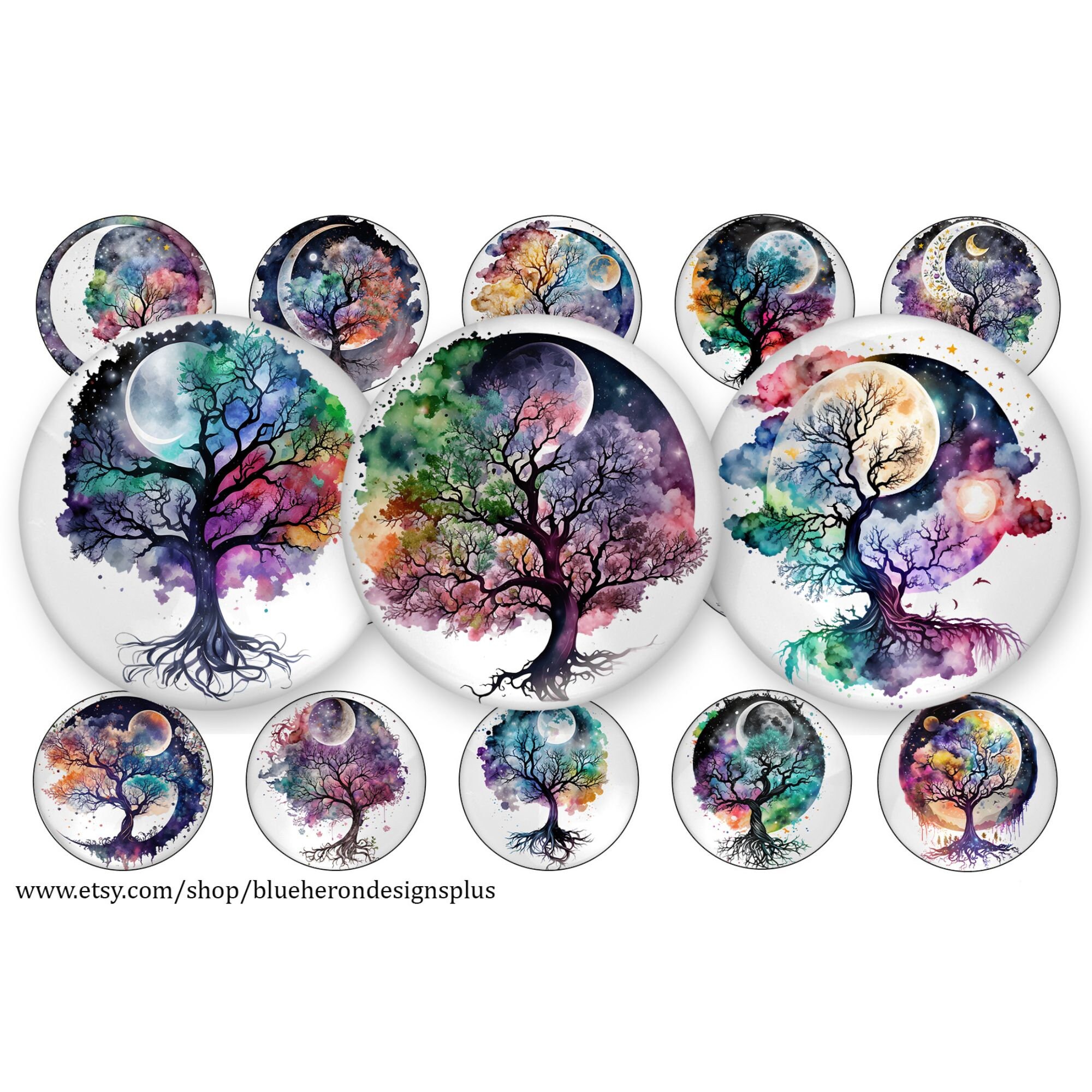Colorful Tree of Life -1-inch Bottle Cap Images-digital Download - Etsy