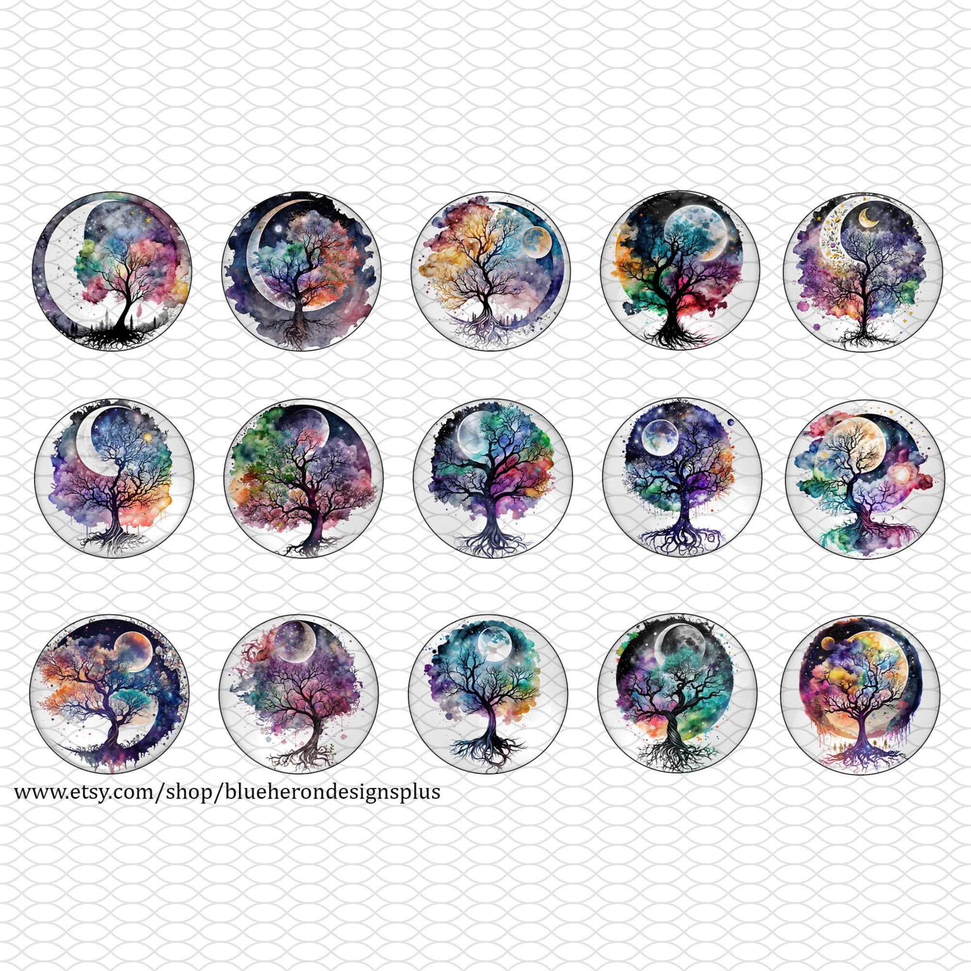Colorful Tree of Life -1-inch Bottle Cap Images-digital Download - Etsy