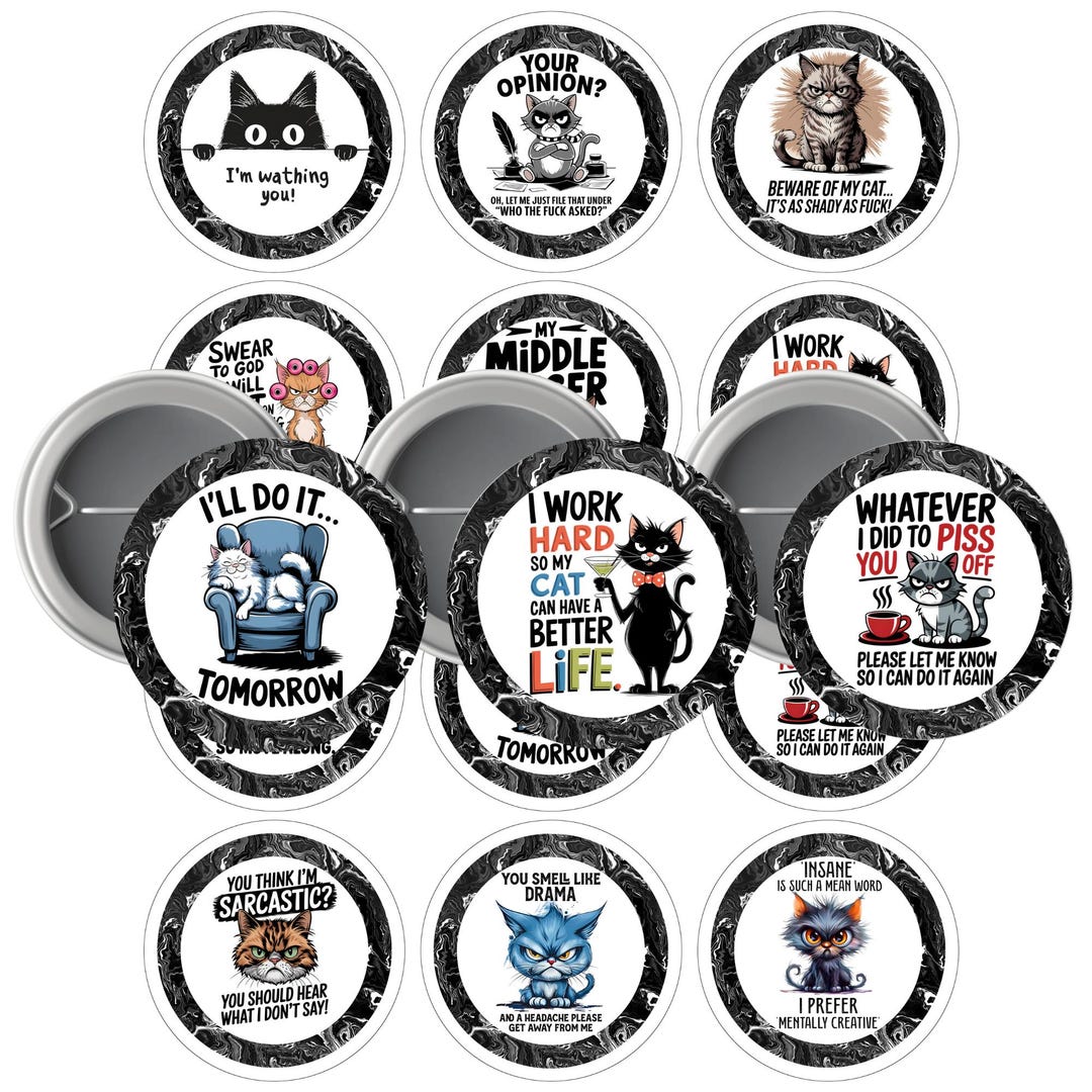 Sassy Cats 2.25 Inch Button Pin | Buy 3 Get 1 Free | Direction Below ...