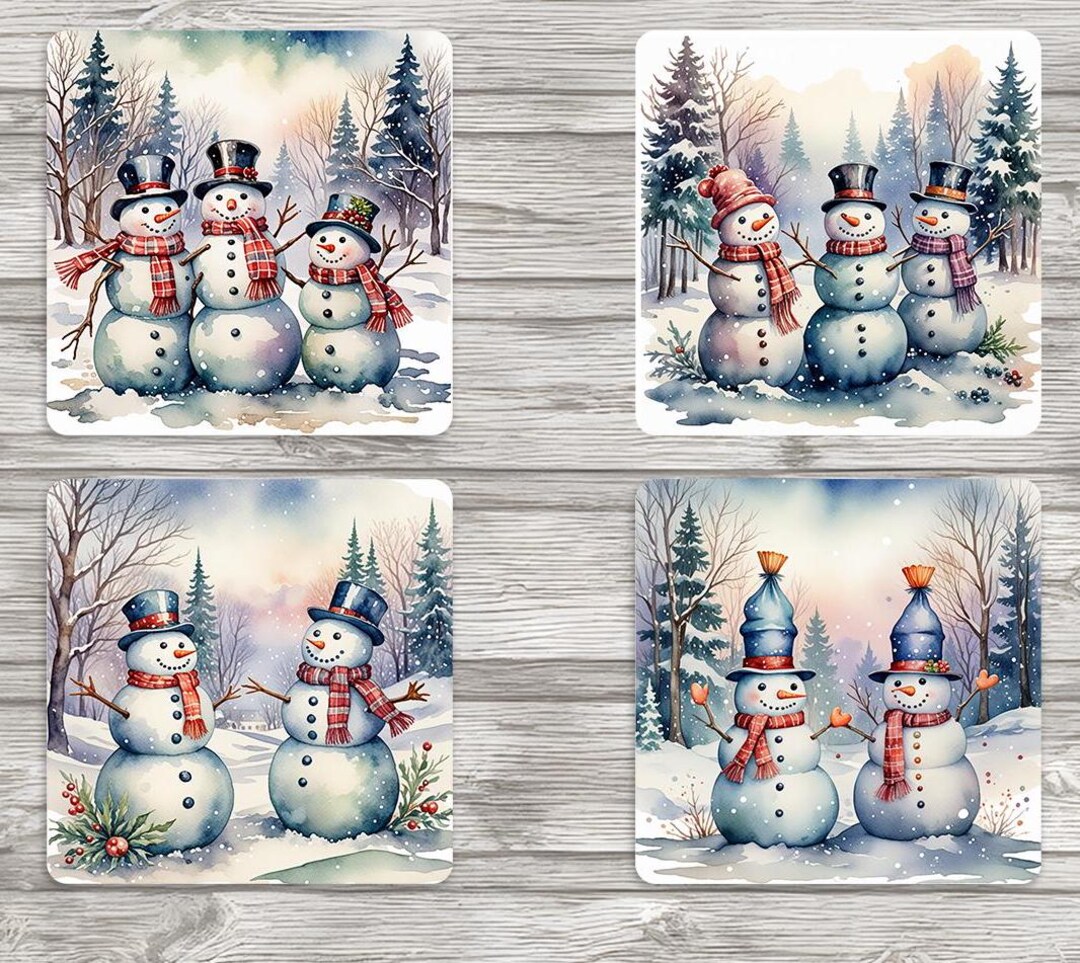 Snowman Fun 4x4 Inch Square Coasters-digital Download- Jpeg File ...