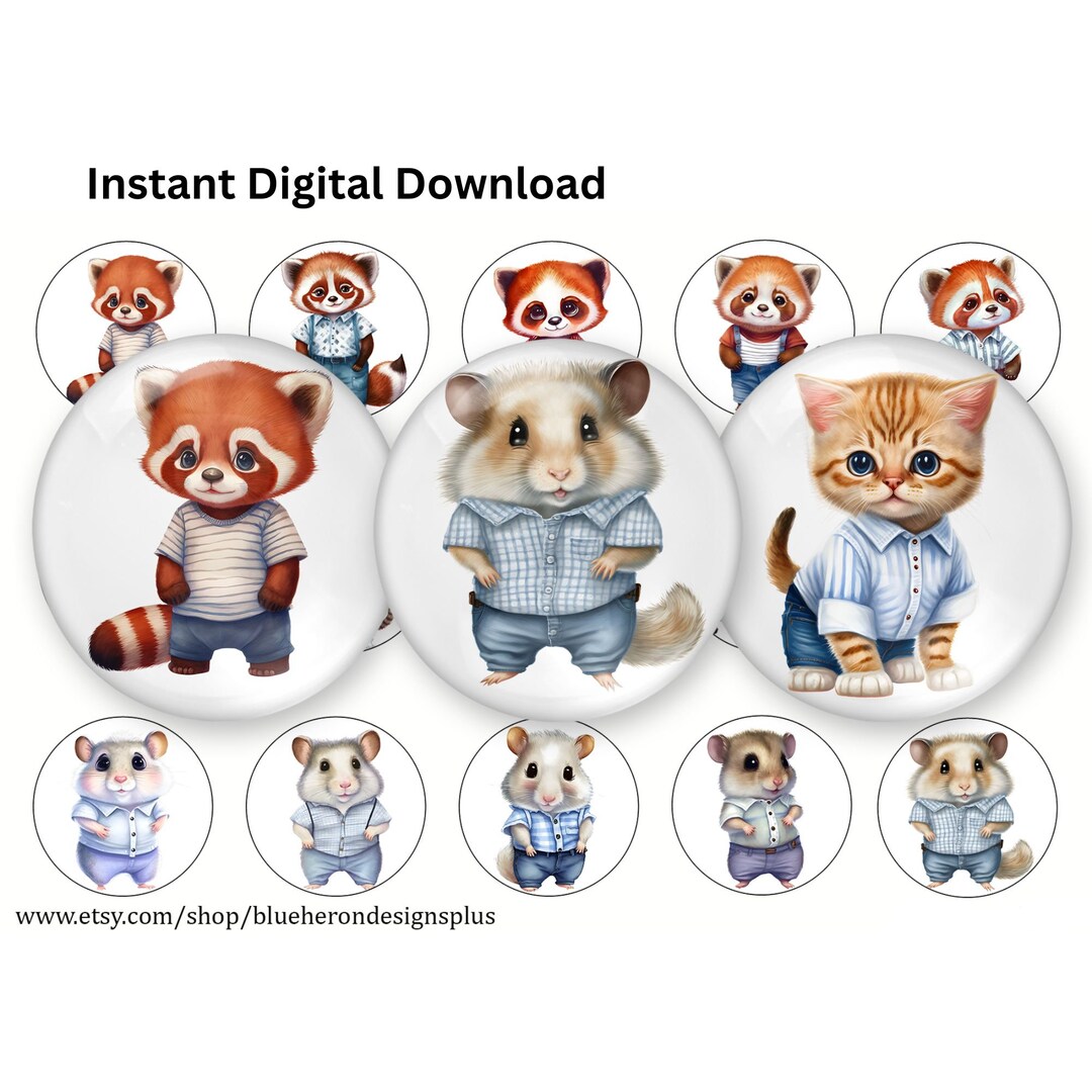 1 Inch Bottle Cap Images-bci- Buy 3 Get 1 Cute Animals Red Fox, Kittens ...