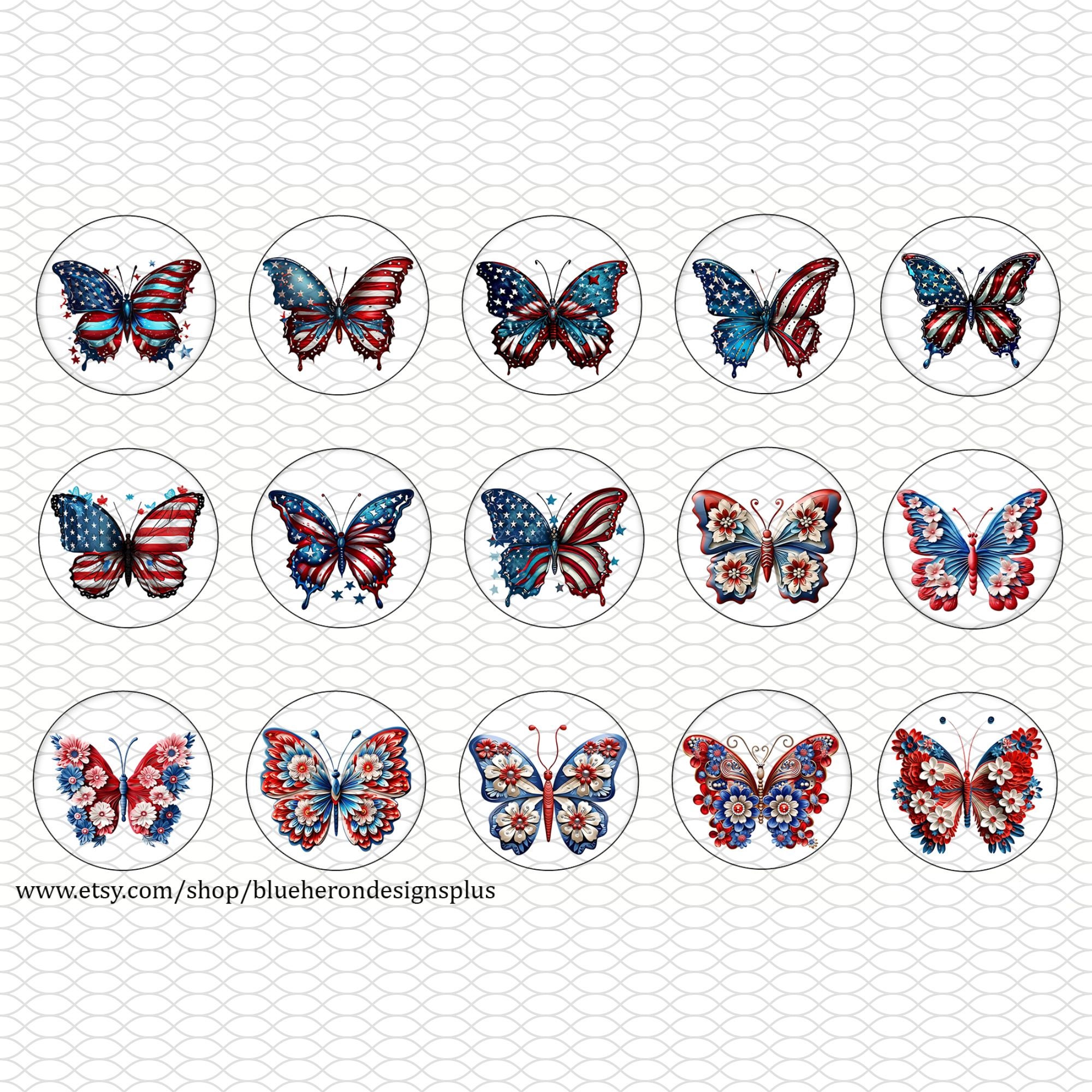 Patriotic Butterflies BCI-30 Images 2 Full 4x6 Sheets Digital Download ...