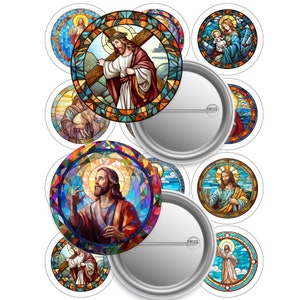 Stained Glass Jesus 2.25 in Button Pin Sheet-buy 3 Get 1 Free-read ...
