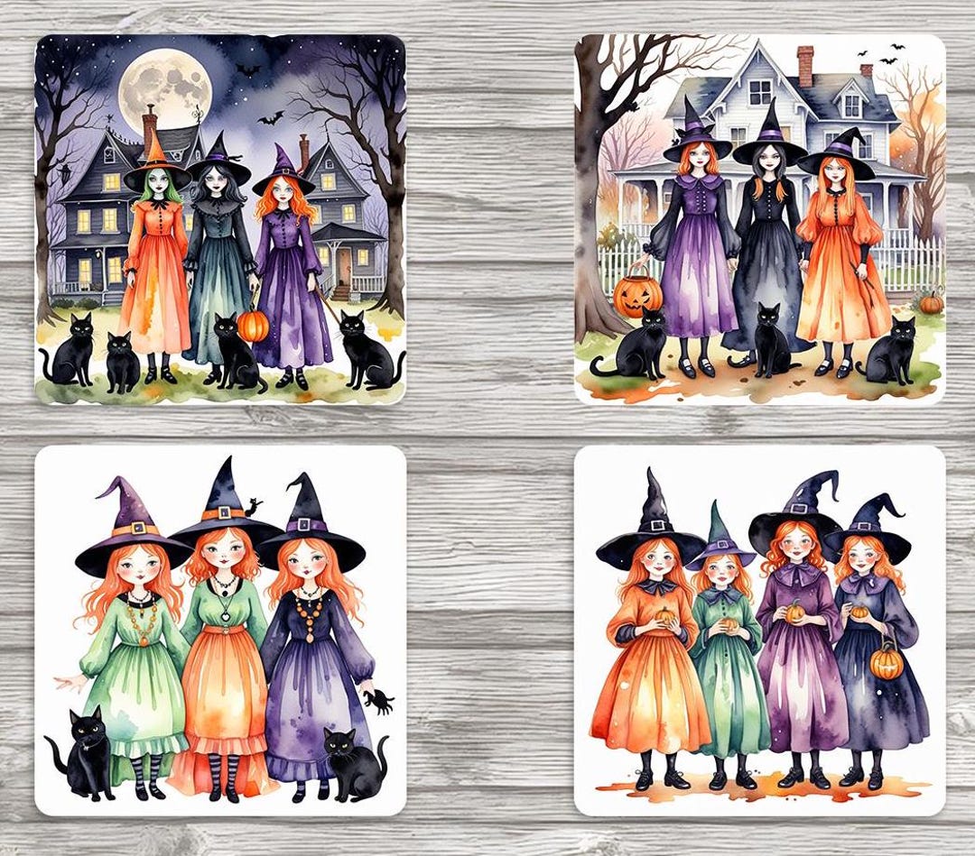 Hocus Pocus Witches Night Out 4x4 Inch Square Coasters-digital Download ...