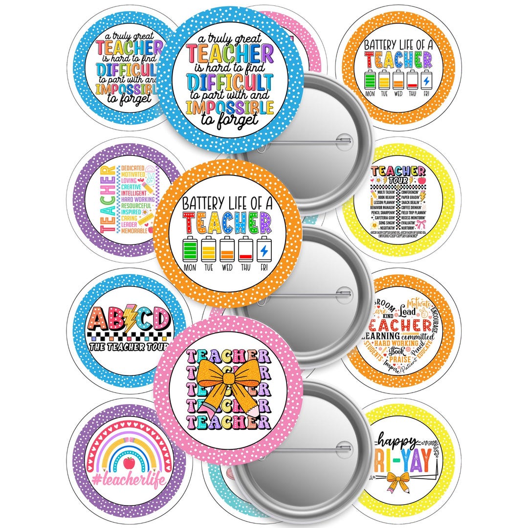 Teacher, Polka Dot Frames-2.25-button Pin Template: Plus 12 PNG Images ...