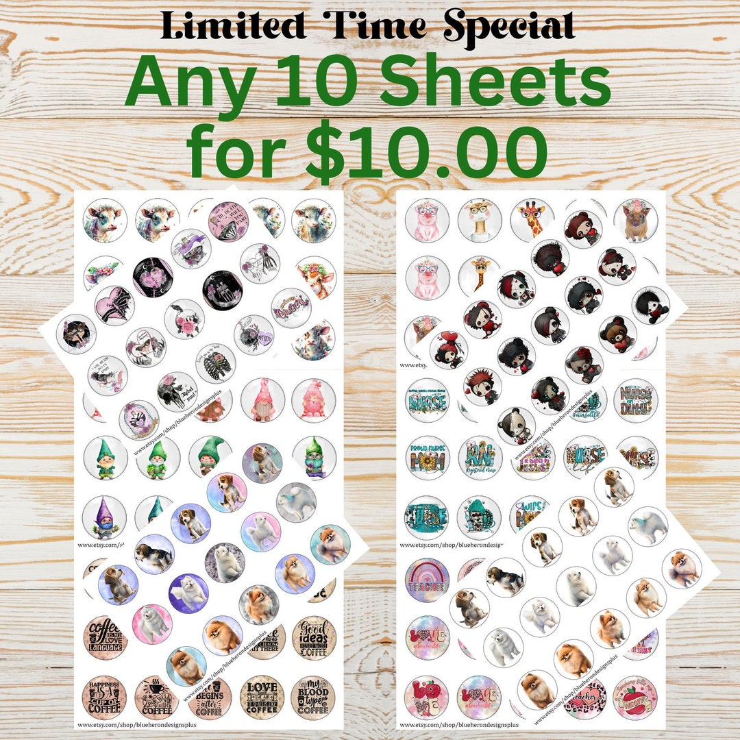 Any 10 Bottle Cap Sheets for 10 Dollars- Limited Time Special- 10 Jpeg ...