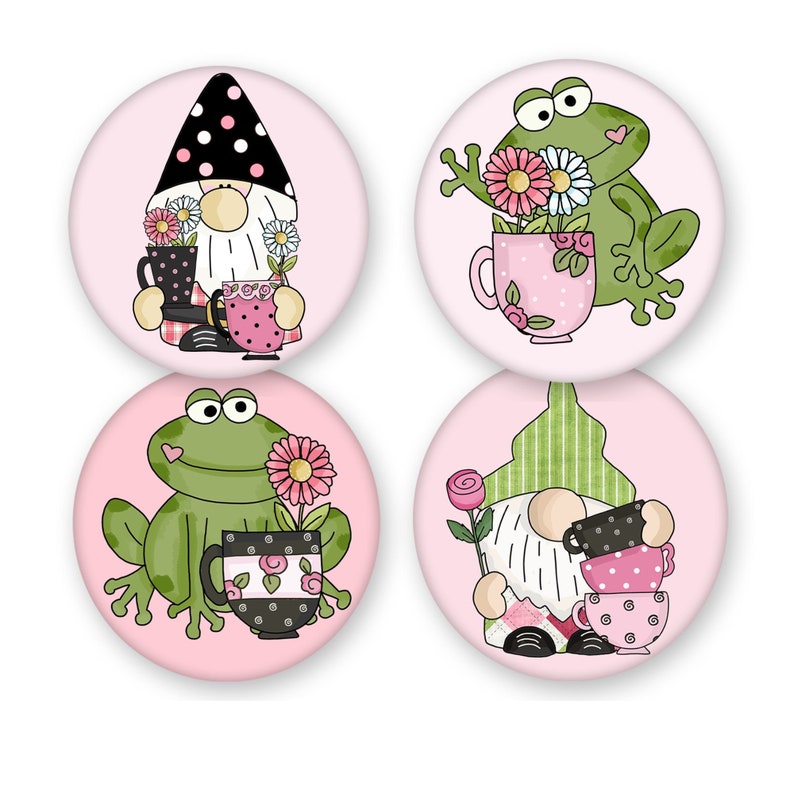 Coffee Frogs an Gnomes-1 Inch Bottle Cap Designs,15- 1in Circles on 4x6 ...