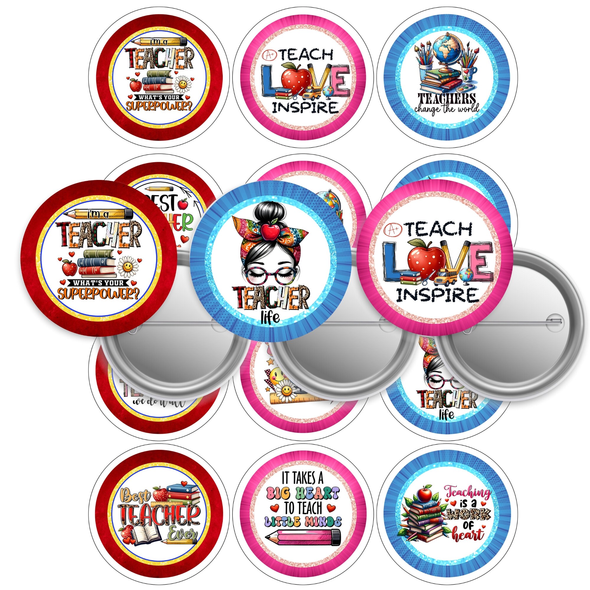 Teacher 2.25" Button Pin Images (digital Download ) - Etsy