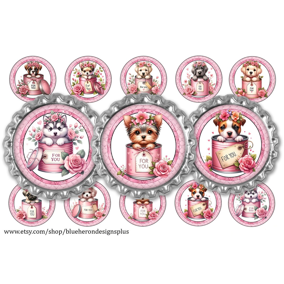 Love Can Pups-1inch Bottle Cap Images-4x6 Sheet. Digital Download, JPEG ...