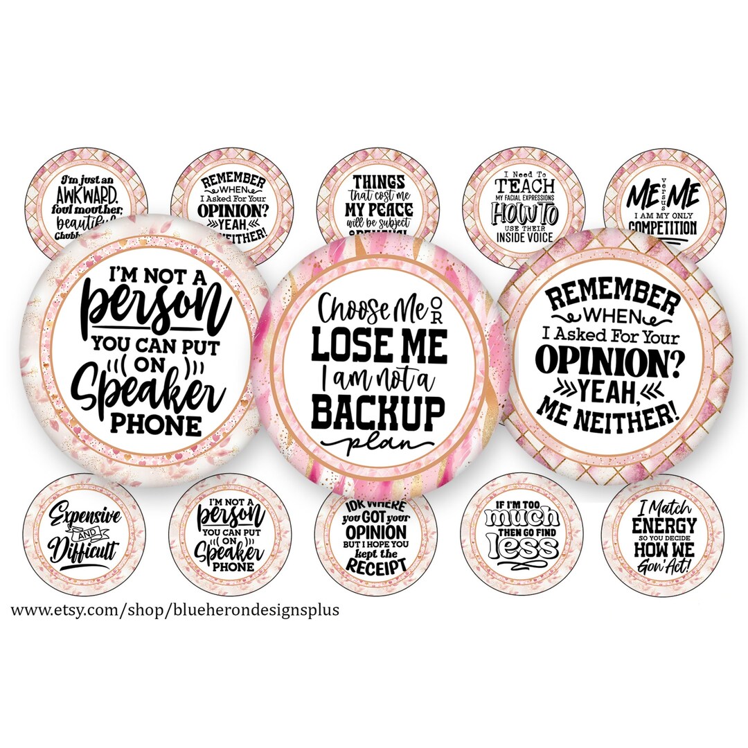 Sassy Quotes-pink Mix Frames-1 Inch Bottle Cap Images- Buy 3 Get 1 Free ...