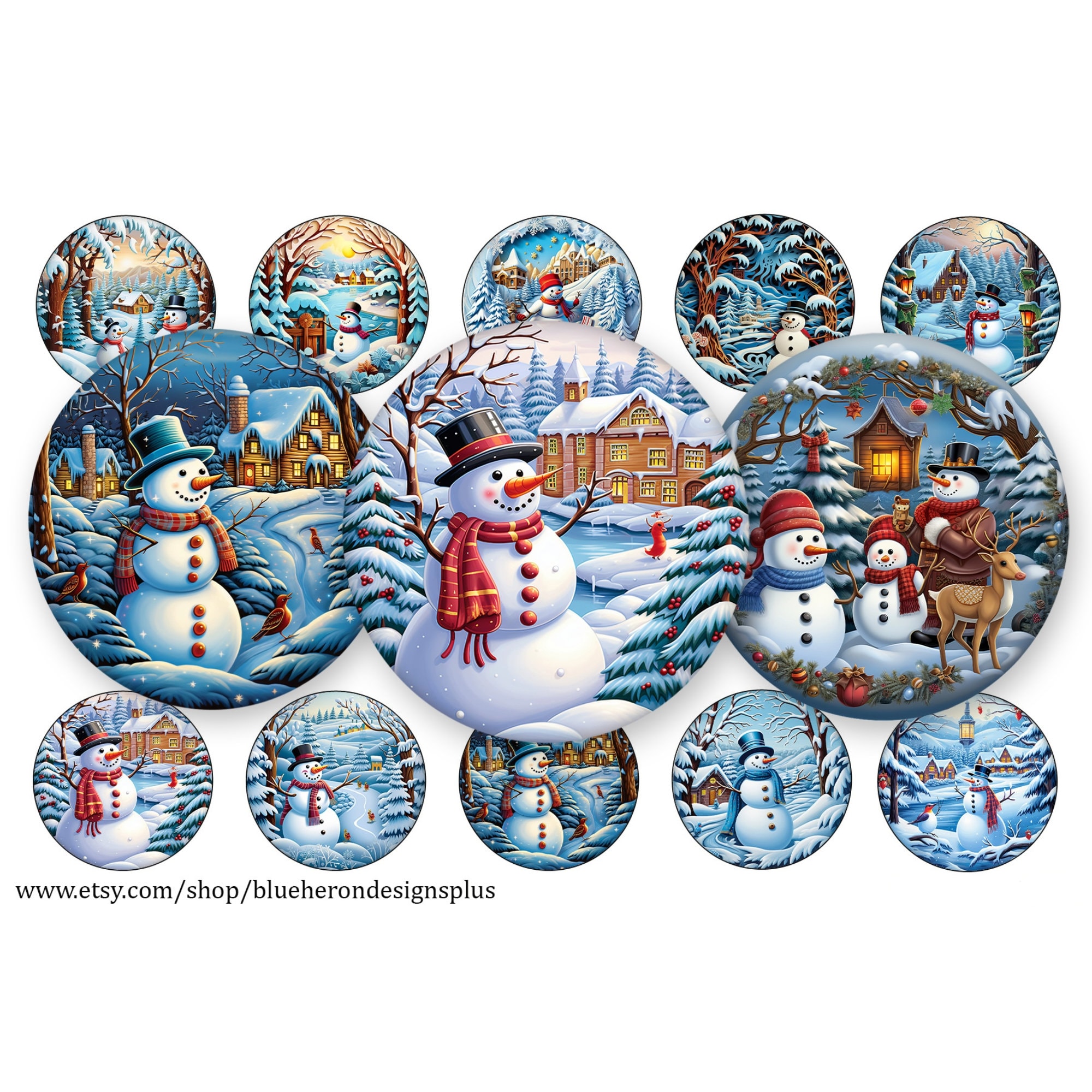 3D Snowmen-snowman-1 Inch Bottle Cap Images-4x6 Sheet. Digital Download ...