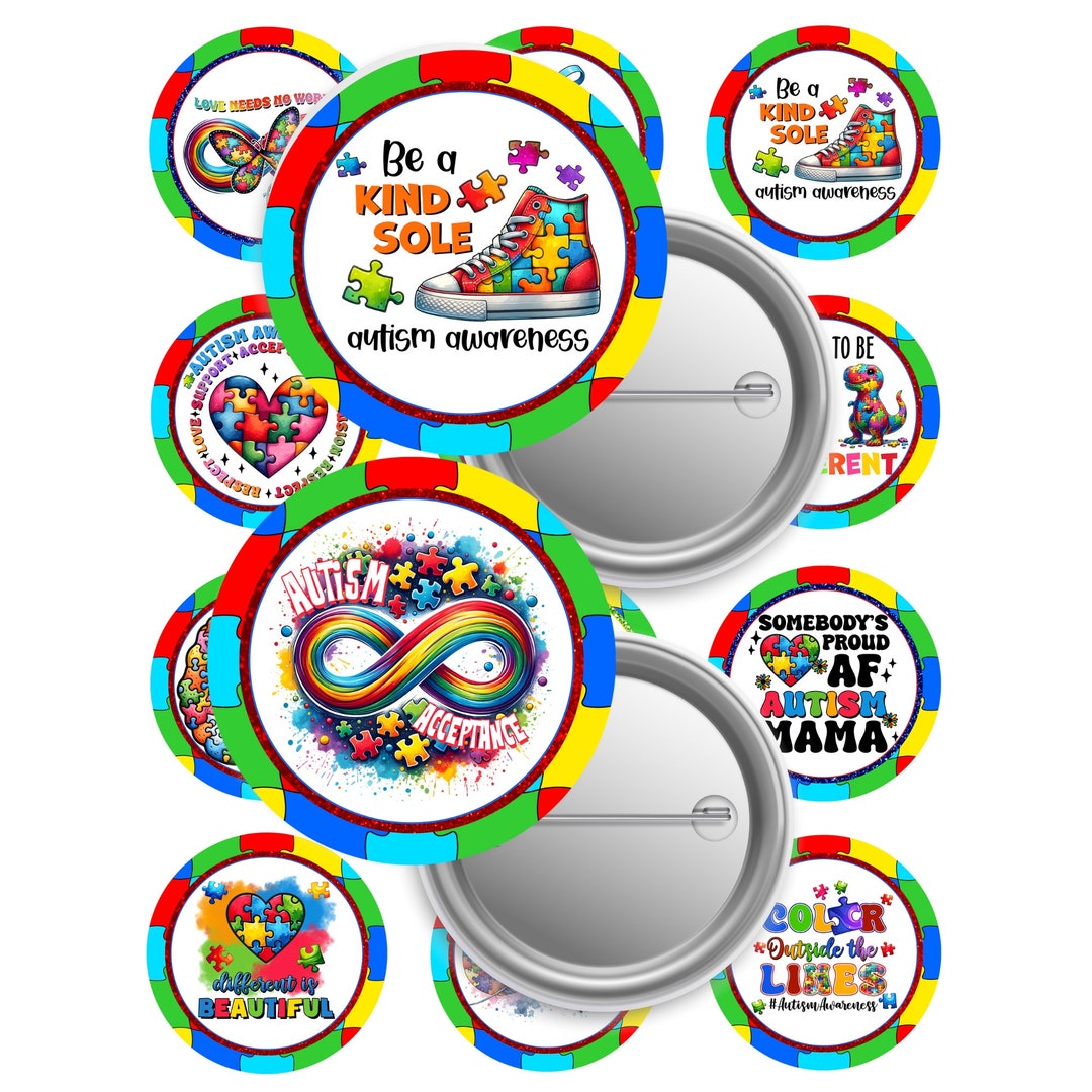 Autism Awareness -autistic 2.25-button Pin Template- 8.5x11 Sheet ...