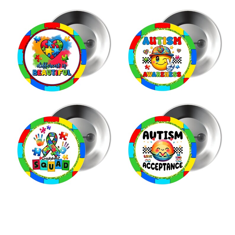 Autism Awareness Button Pin Images: 1.5 Inch Designs (digital Download ...
