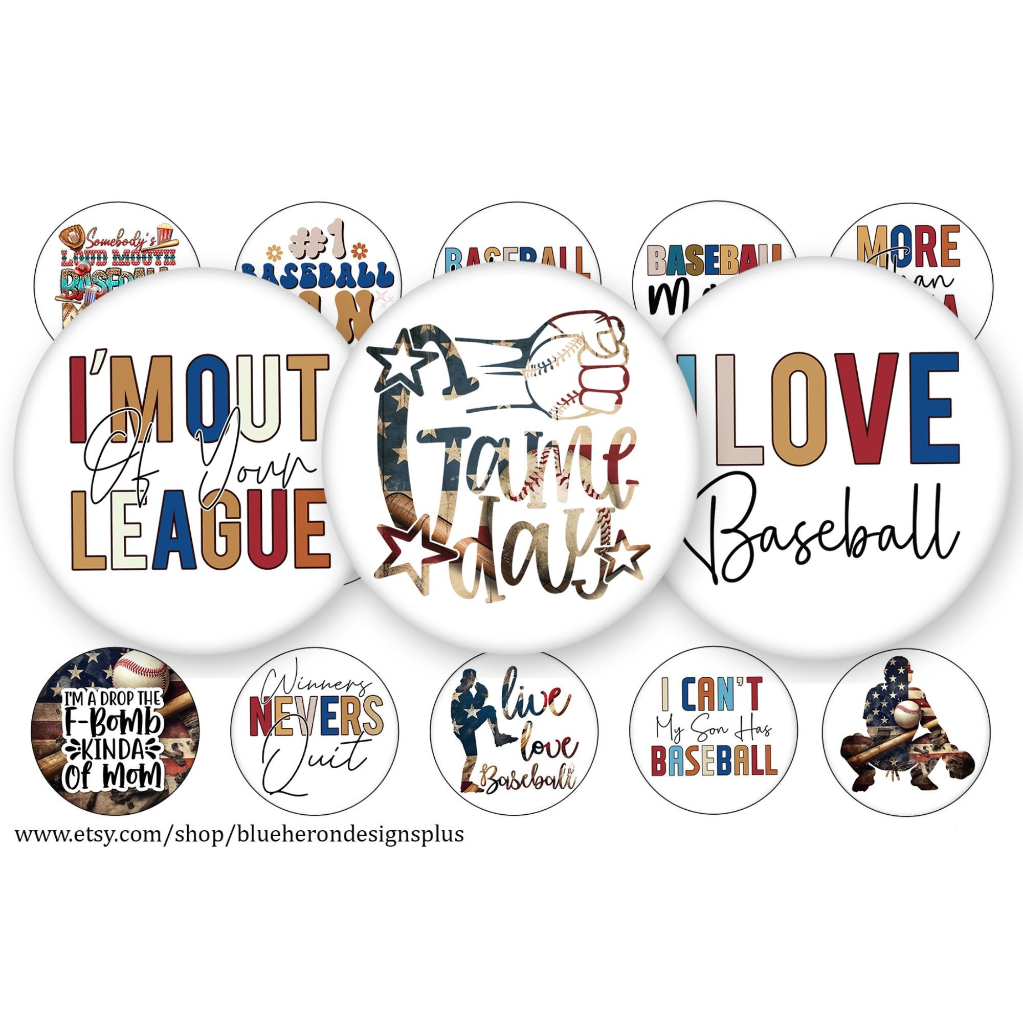 Baseball-all American -1-inch Bottle Cap Images- 4x6 Sheet. Digital ...