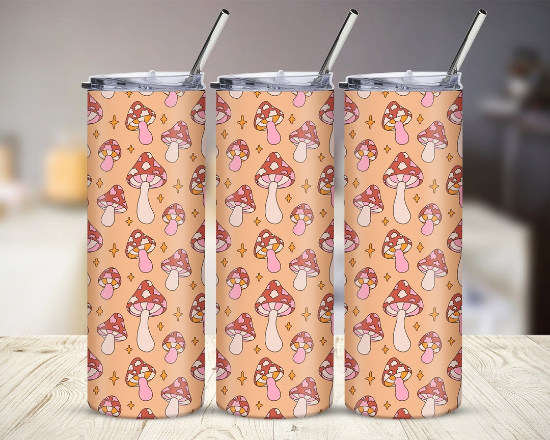 Retro Mushroom Tumbler Wraps Set of 5-20oz Skinny Straight Tumbler Wrap ...