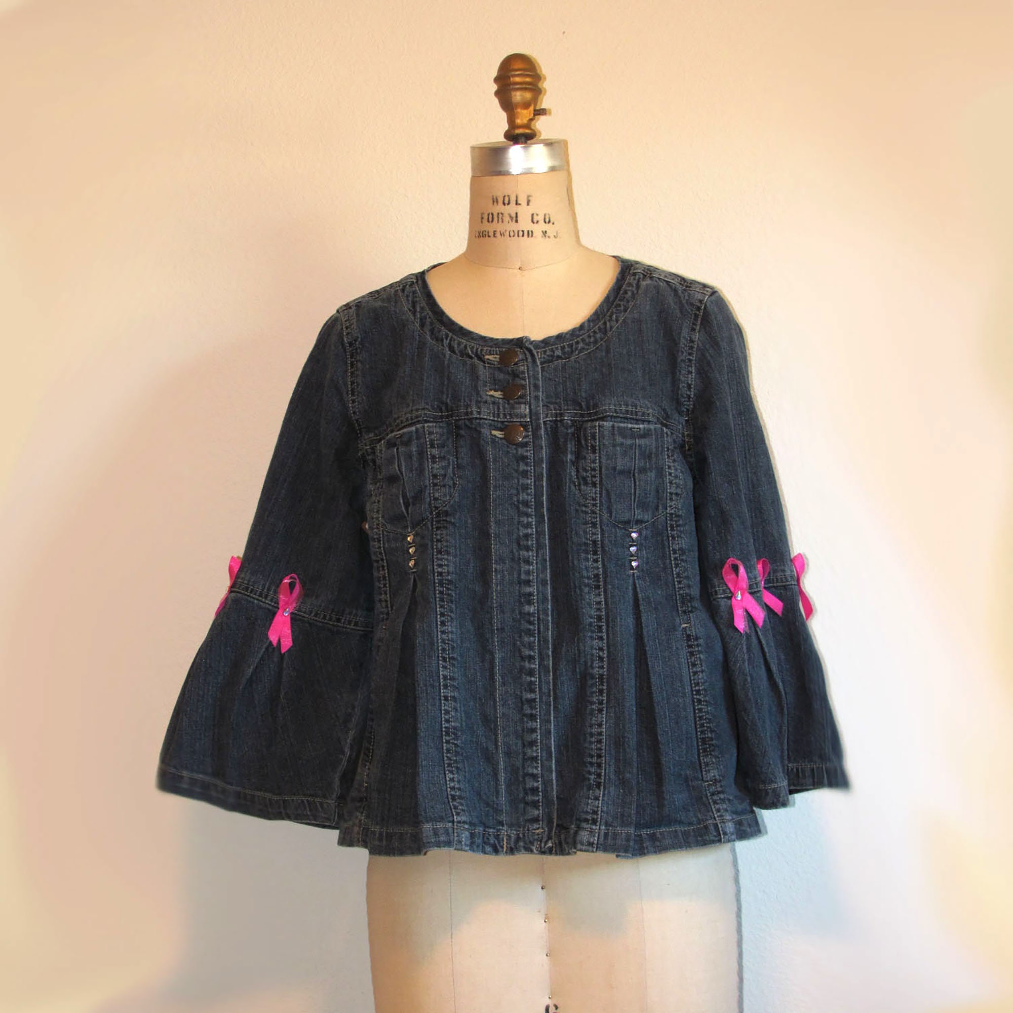 Upcycled Breast Cancer Themed Jacket - Etsy