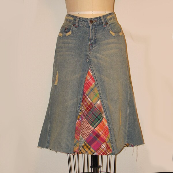 Upcycled Denim Skirt - Etsy