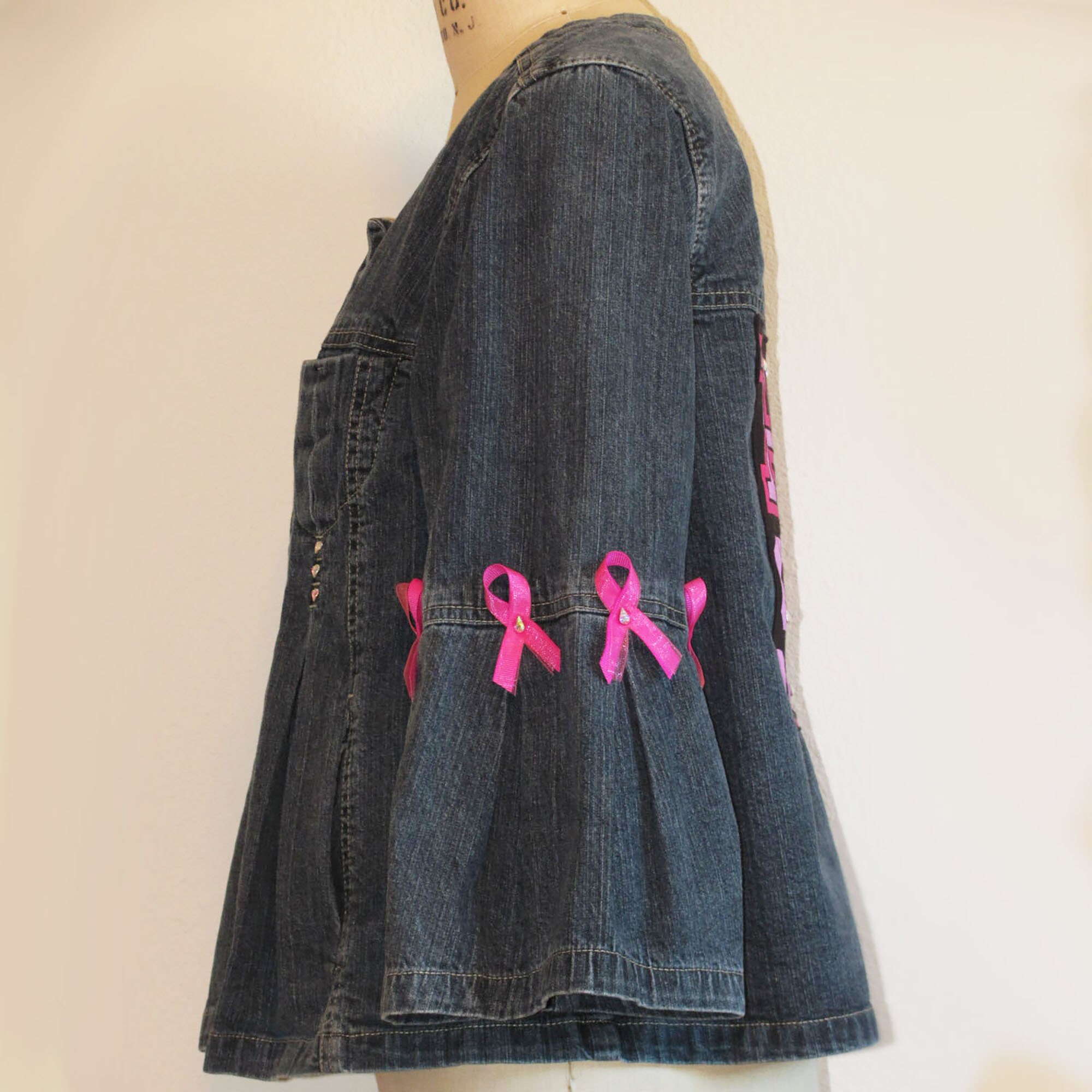 Upcycled Breast Cancer Themed Jacket - Etsy