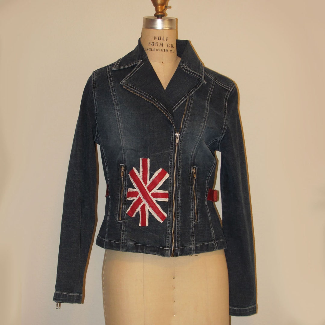Upcycled Denim Jacket With Union Jacks - Etsy