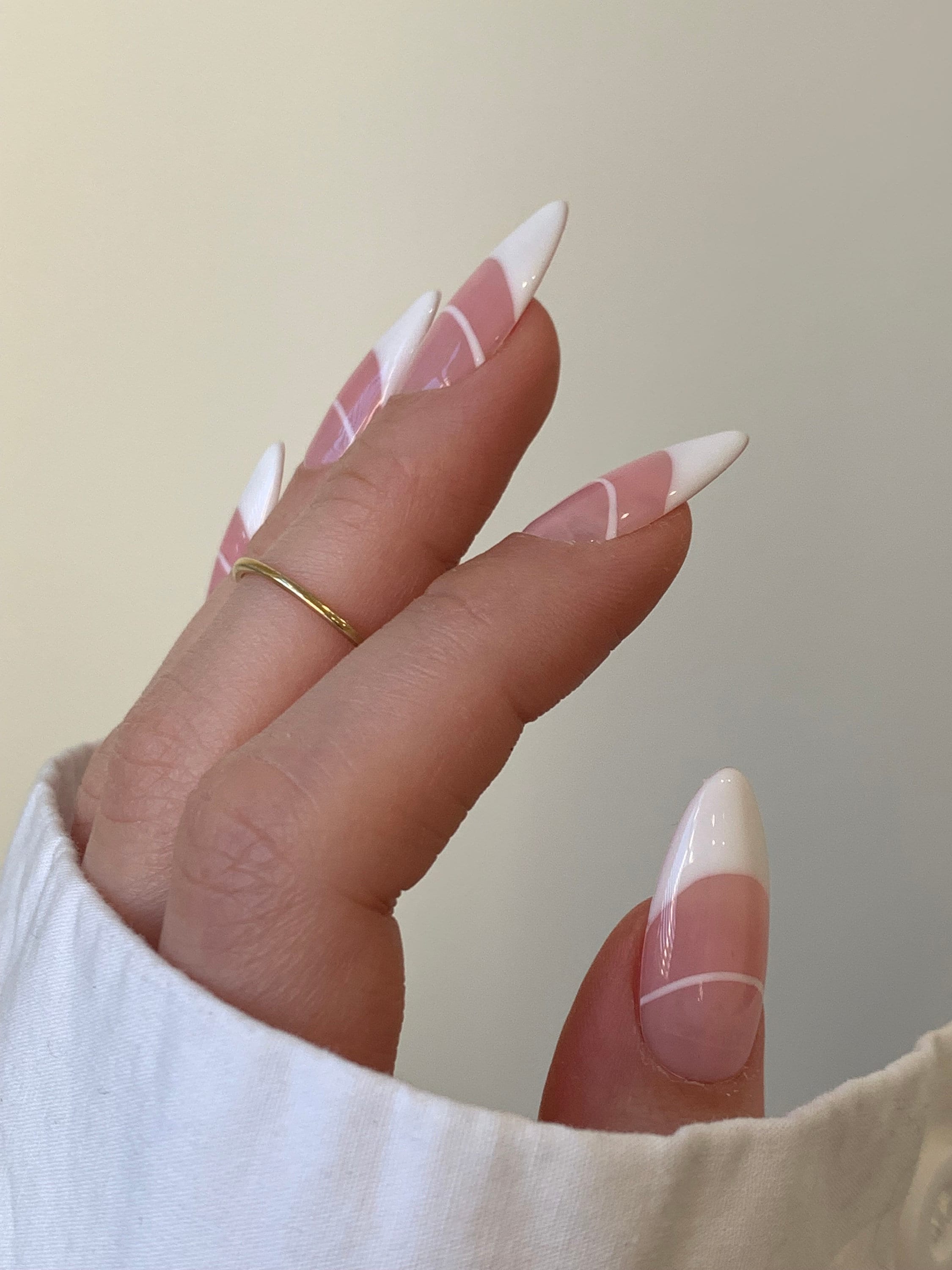 White French & Minimal Line Detail Nails Salon Quality Hand - Etsy UK