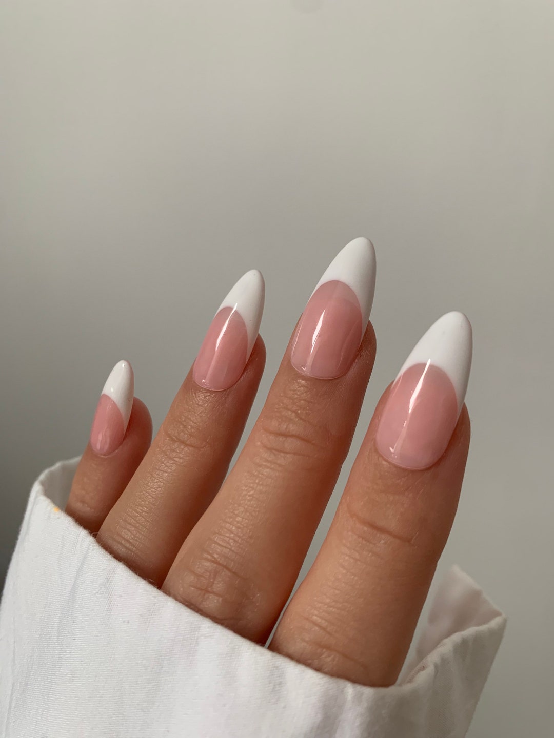 White Classic French Pale Pink Base Detail Nails | Salon Quality Hand ...