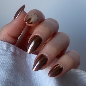 Copper Chrome Nails | Salon Quality Hand Painted Press on Nails - Etsy
