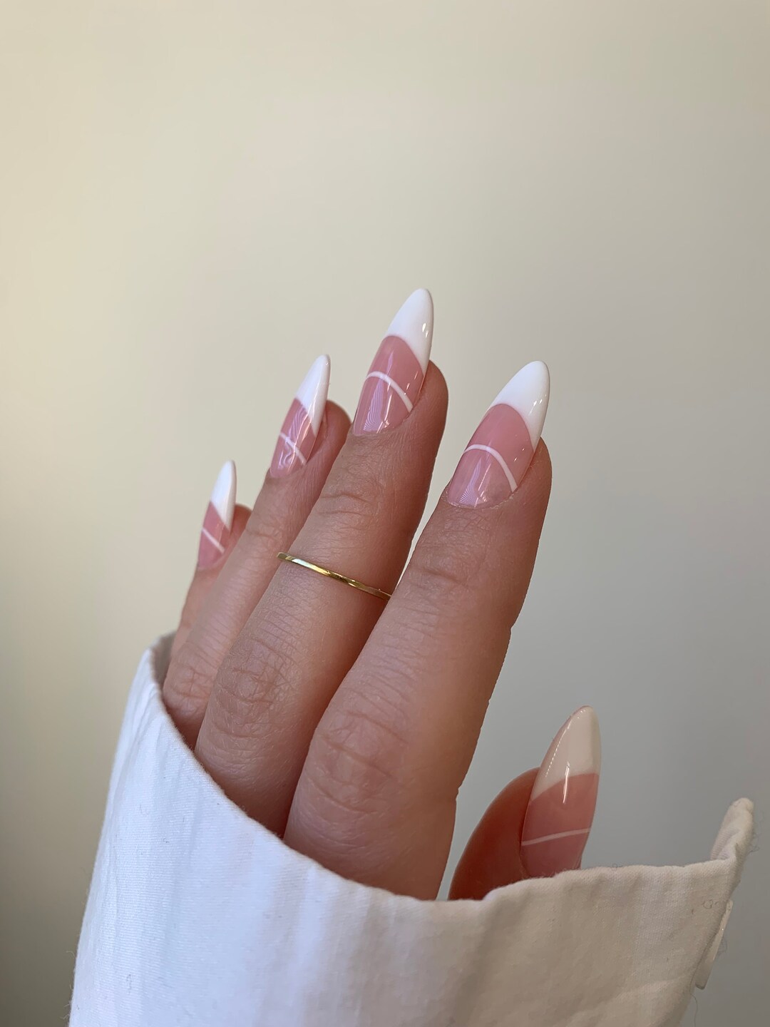 White French & Minimal Line Detail Nails Salon Quality Hand Painted ...