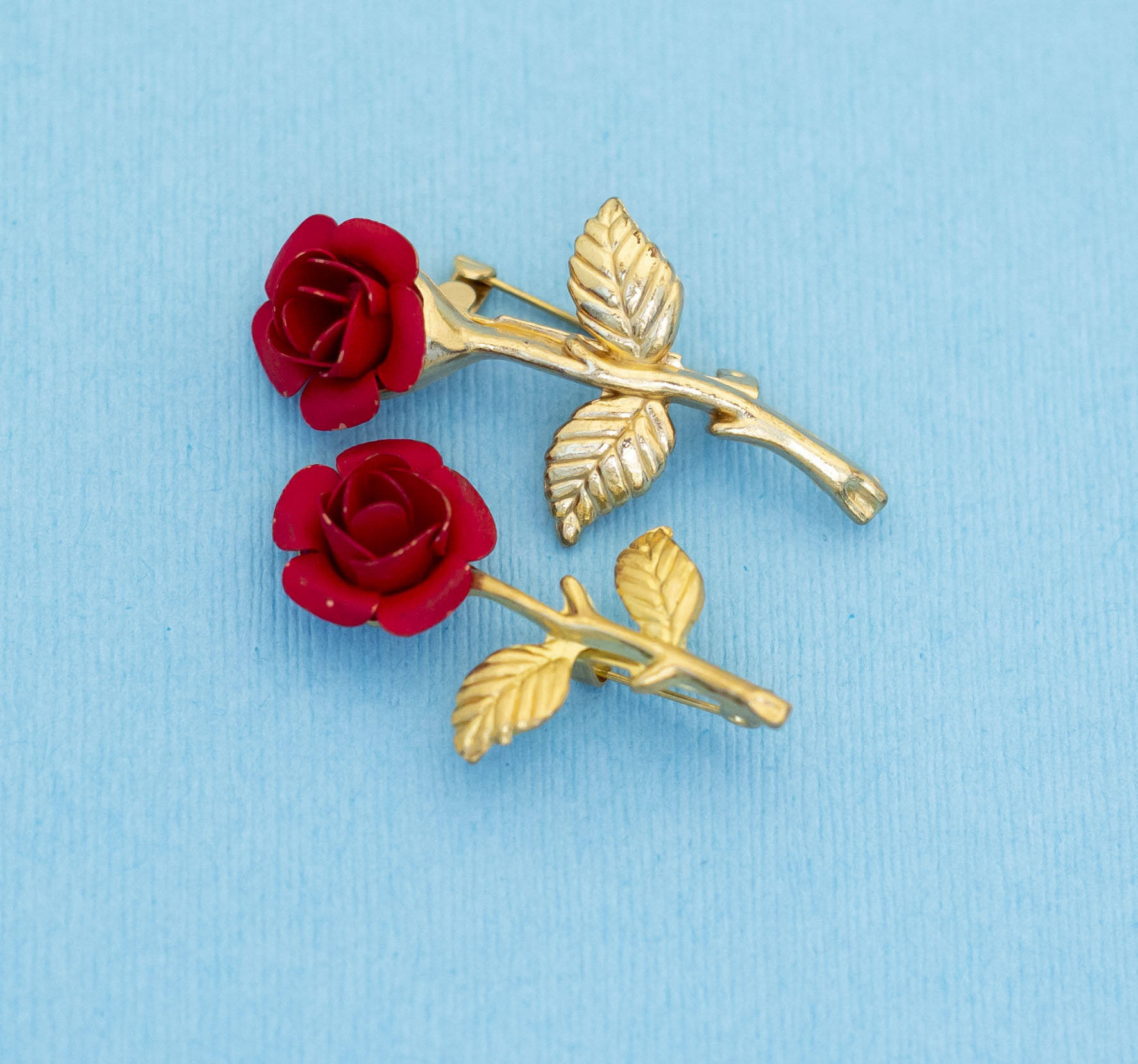 Vintage Beautiful Red Roses Brooch Pair N27 - Etsy