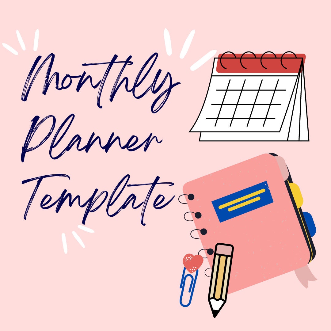 Monthly Planner Printable, Monthly Organizer, Productivity Planner ...