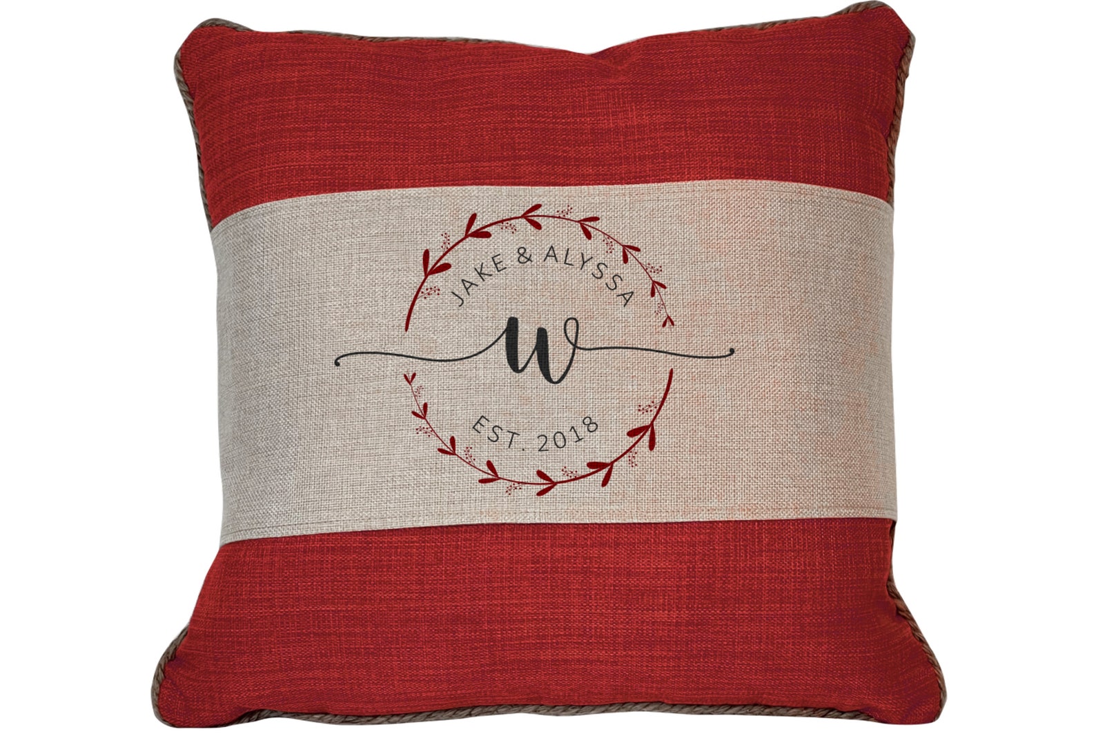 Pillow Band, Monogram, Linen Pillow Band, Burlap Pillow Band, Home ...