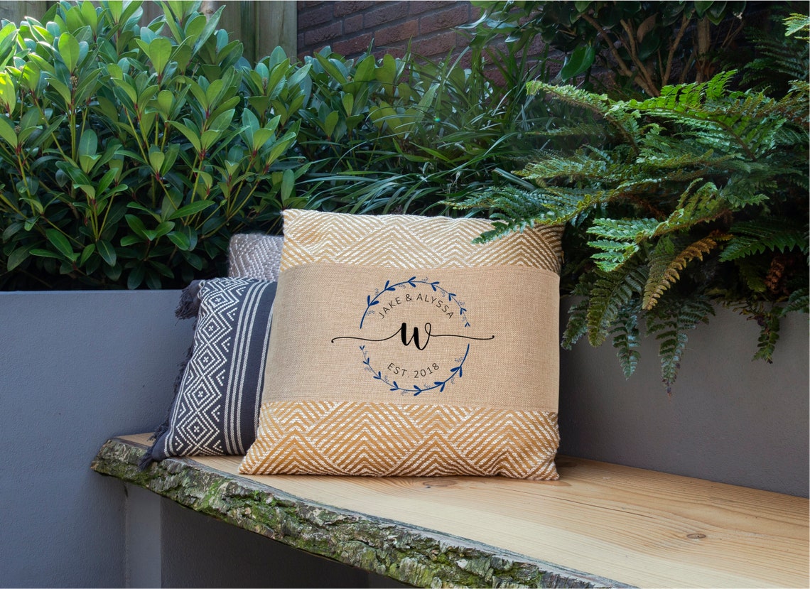 Pillow Band, Monogram, Linen Pillow Band, Burlap Pillow Band, Home ...