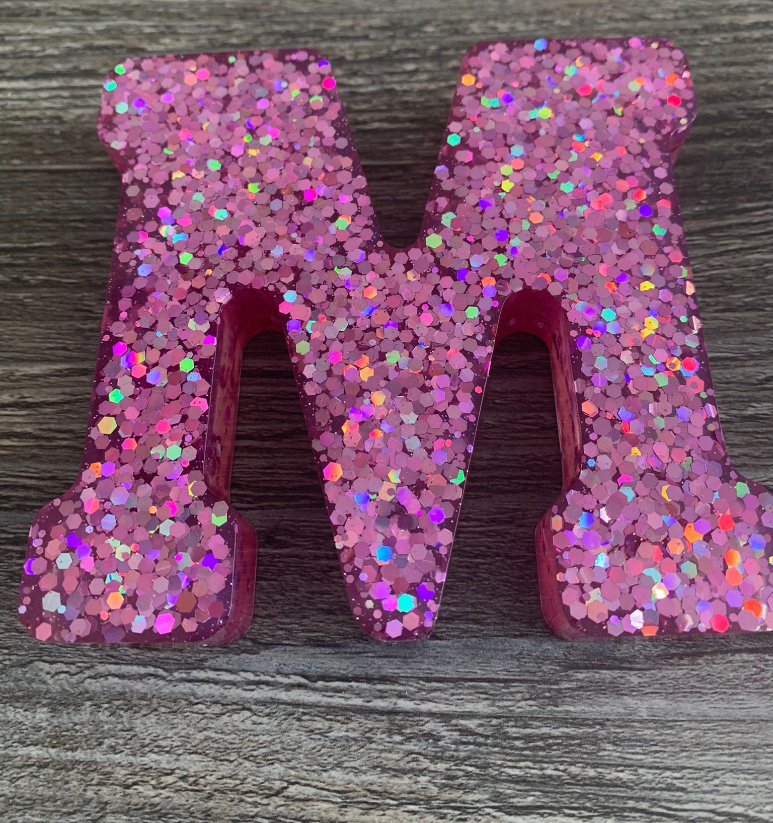 The Letter M In Pink Glitter
