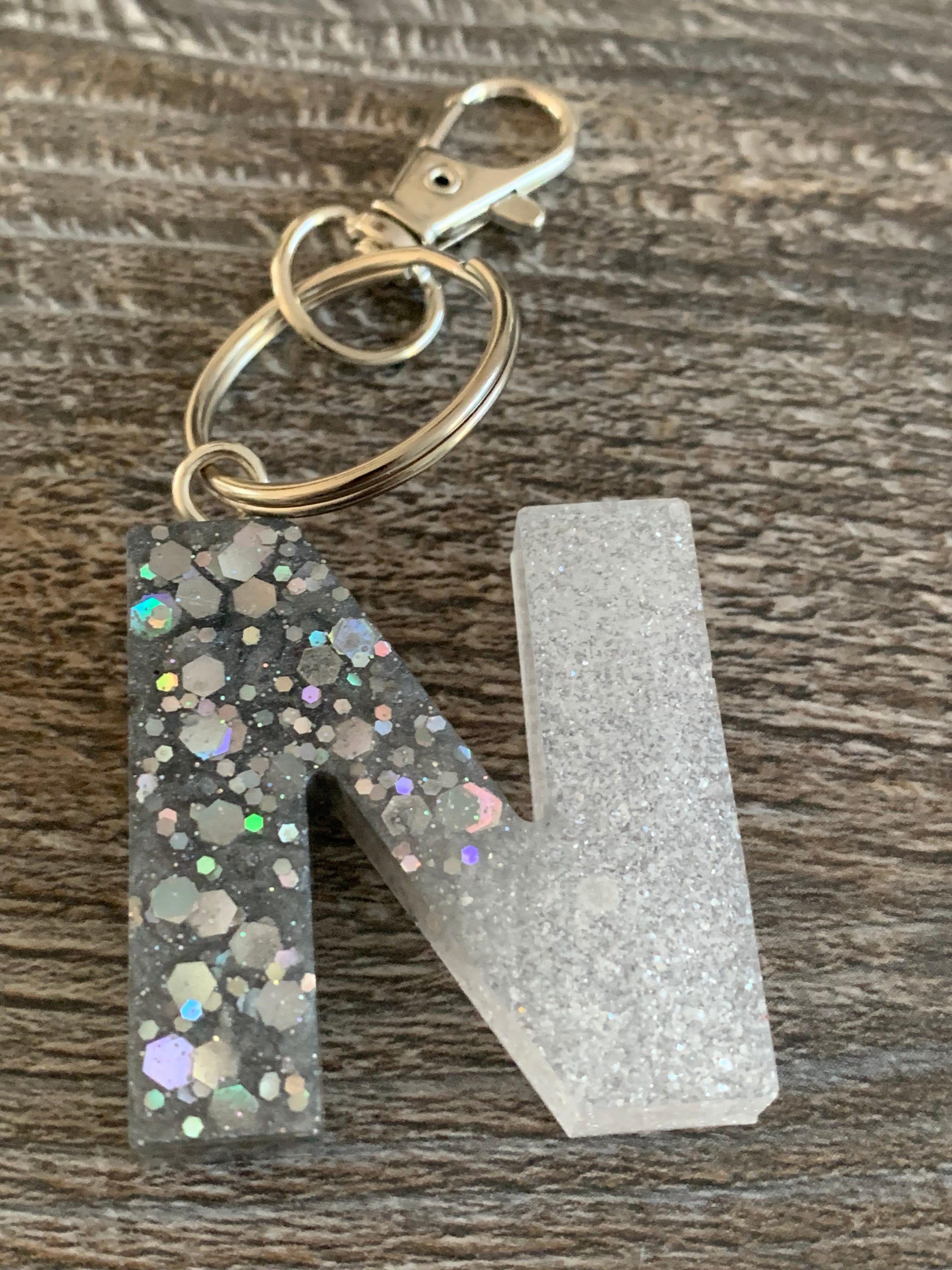 White and Sparkle Pink Rersin Letter N - Etsy