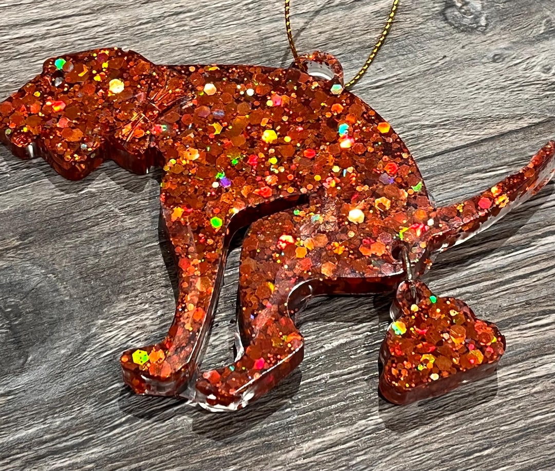 Orange Sparkly Pooping Dog Christmas Decoration - Etsy