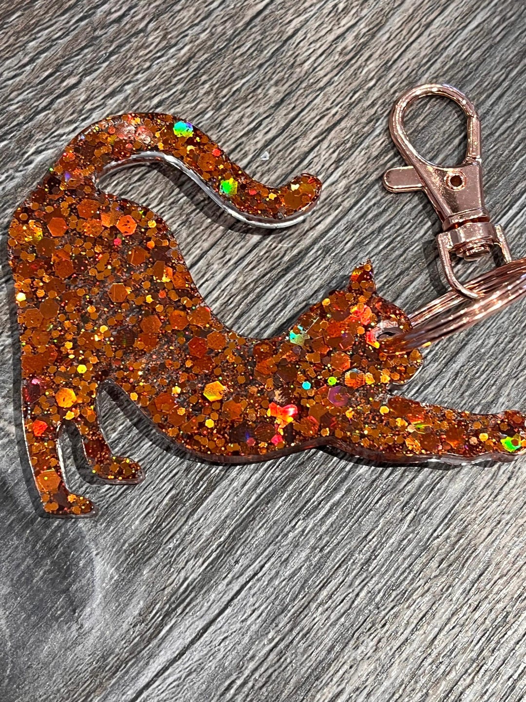 Handmade Ginger Cat Glitter Keyring - Etsy