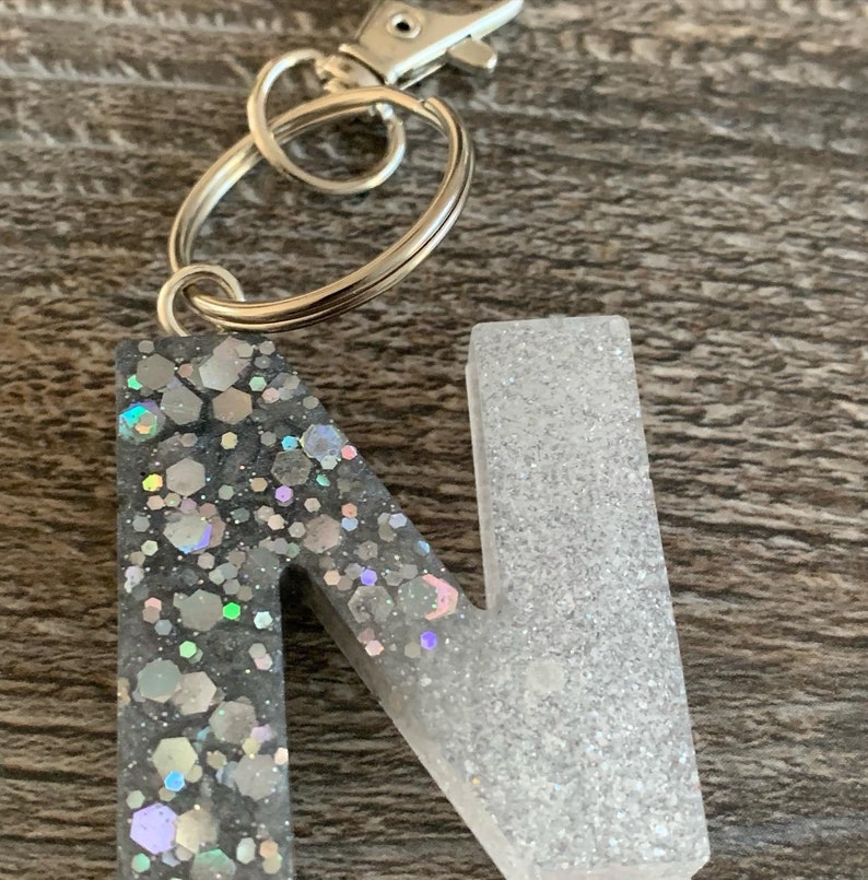 White and Sparkle Pink Rersin Letter N - Etsy